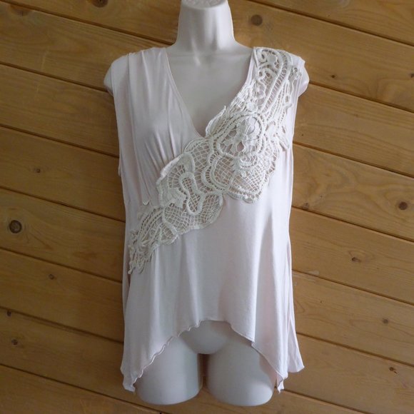 Boston Proper | Tops | Boston Proper Blush Baby Pink Lace Hi Low Tank ...